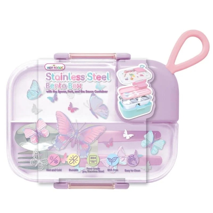 Bento Box de Acero con Cubiertos Mariposa